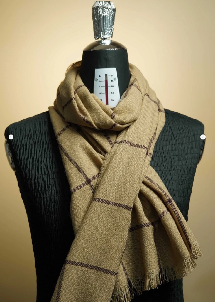 Joshua Ellis Lightweight Cashmere Scarves in Sand Windowpane – Golden ...